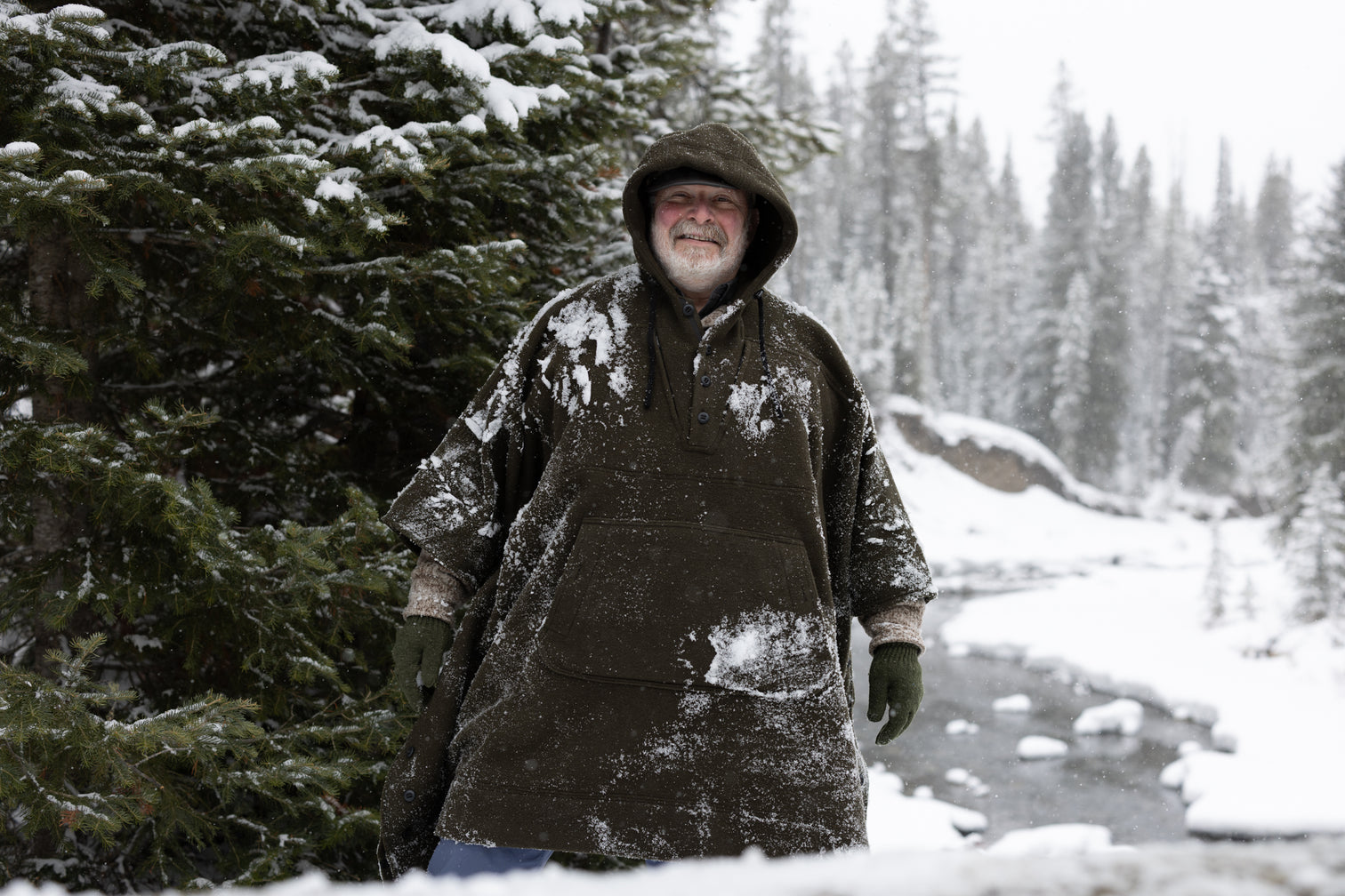 WeatherWool Poncho, Merino Jacquard Fabric, Made in USA